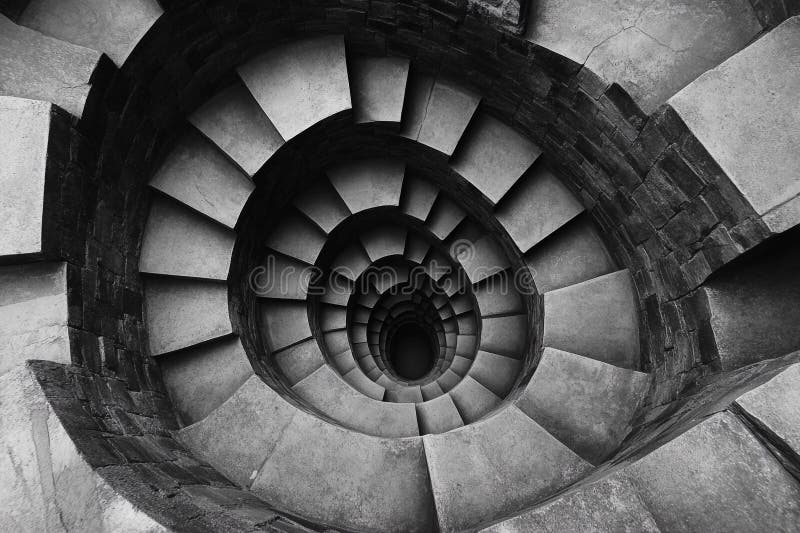 Endless Spiral Staircase Viewed from Above, Showcasing a Mesmerizing Architectural Design in a ...