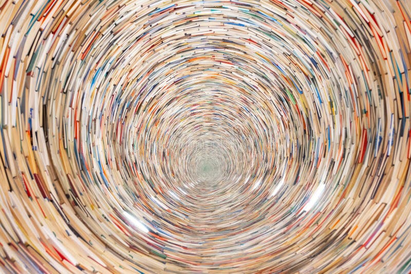 An Endless Spiraling Tunnel of Stacked Books Stock Photo - Image of ...
