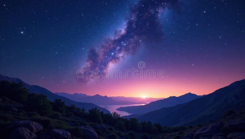 Endless Star Stream Arching Across Velvet Night, Vast, Cosmic Dust ...