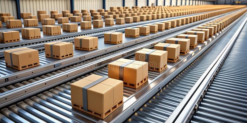 Endless Stream of Packages on a Conveyor Belt System AI-Generated ...