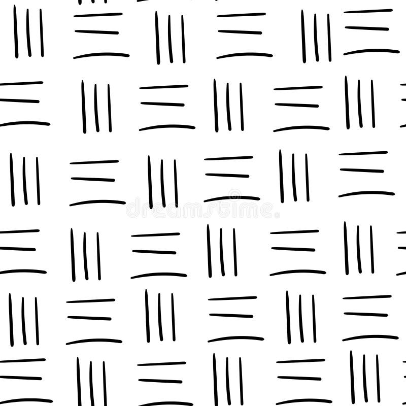 Endless Texture of Black Dashes, Hand Drawn on a White Square ...