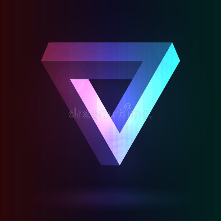 Endless Triangle with Neon Glow on a Dark Background. Optical Il Stock ...
