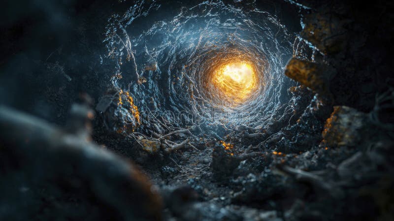 Endless Tunnel of Light Mythical Depth Digital Art Surreal Environment ...