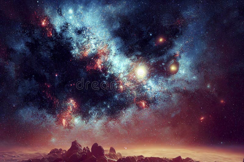 Endless Universe with Stars and Galaxies in Outer Space. Cosmos Art ...