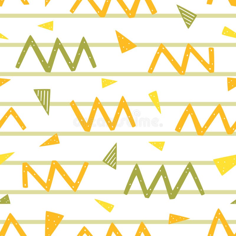 Endless Vector Pattern with Geometric Elements. Zig Zags, Dots, Lines ...