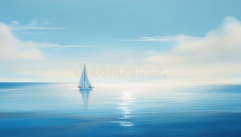 Endless Water with Soft White Sails Stock Illustration - Illustration ...
