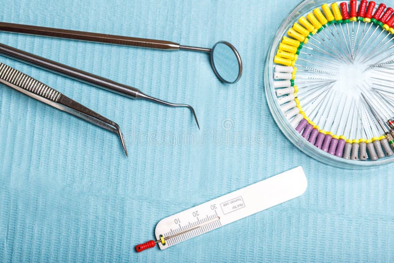 Endodontic Instruments on the Napkin. Top View. Stock Photo - Image of ...