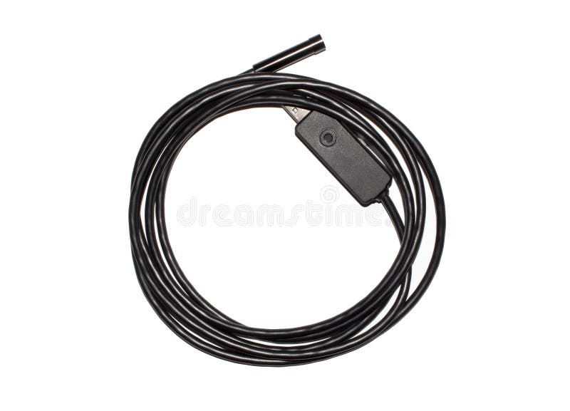 Endoscope With Backlight And USB Cable On A White Background. Stock ...