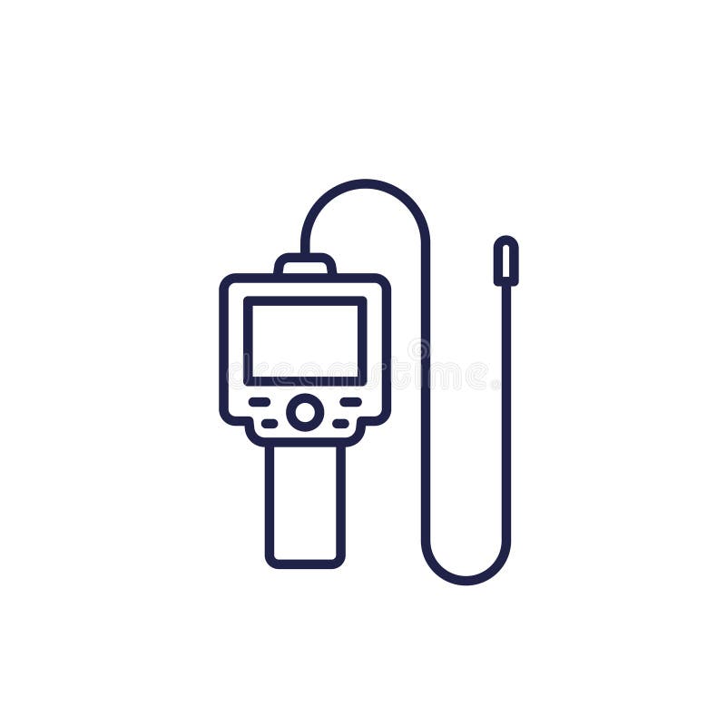 Endoscope Line Icon, Inspection Camera Vector Stock Illustration ...