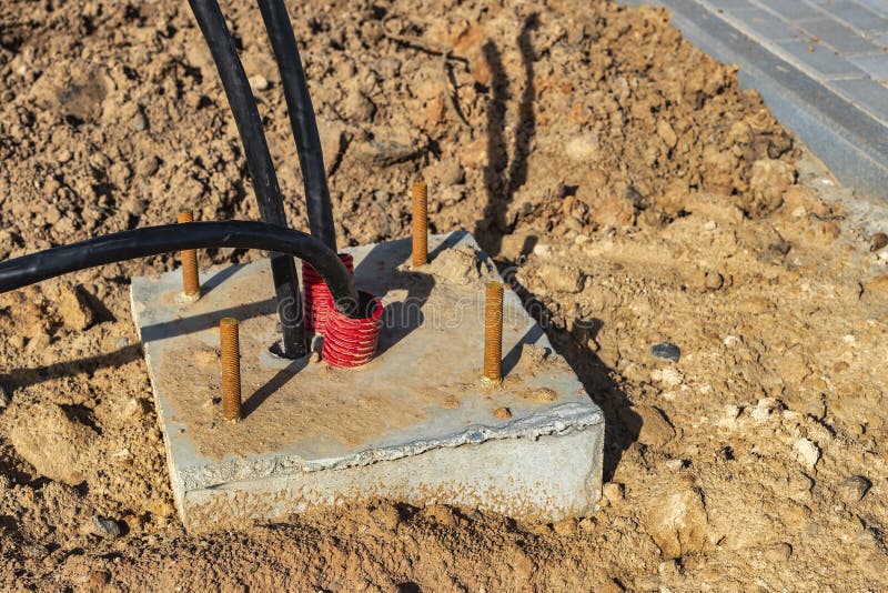 The Ends of the Electrical Cable in the Trench. Electrical Cable ...