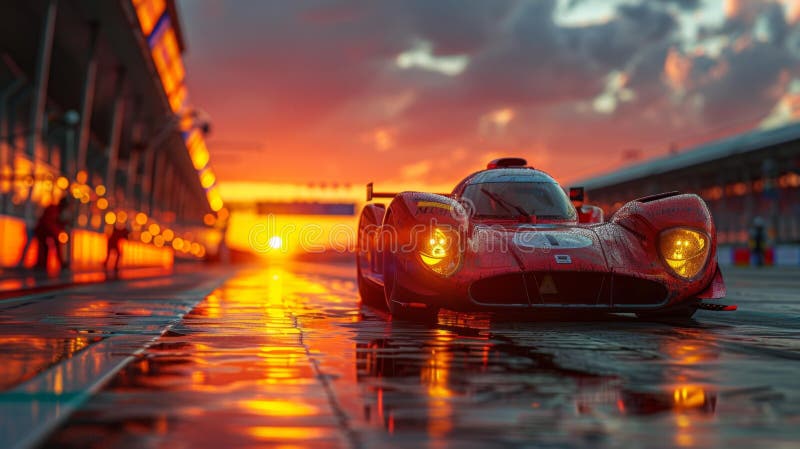 Endurance Racing Car at Sunset - Generative Ai Stock Illustration ...