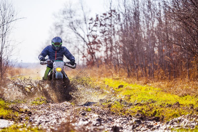 Enduro Bike Rider on Dirt Track Stock Photo - Image of rally, extreme ...