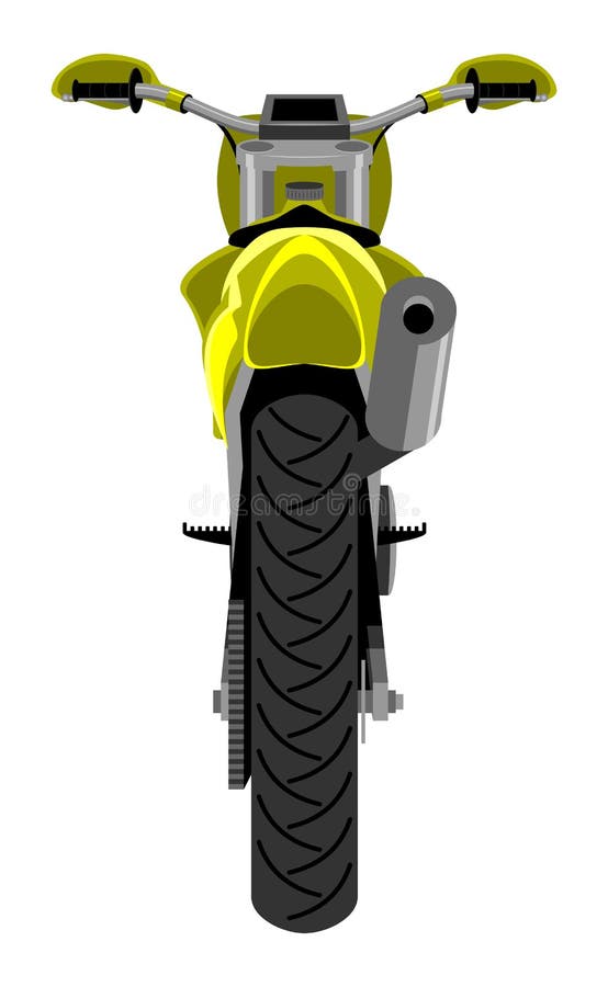 Motocross Motorcycle with Rider Back View Isolated Vector Illustration ...