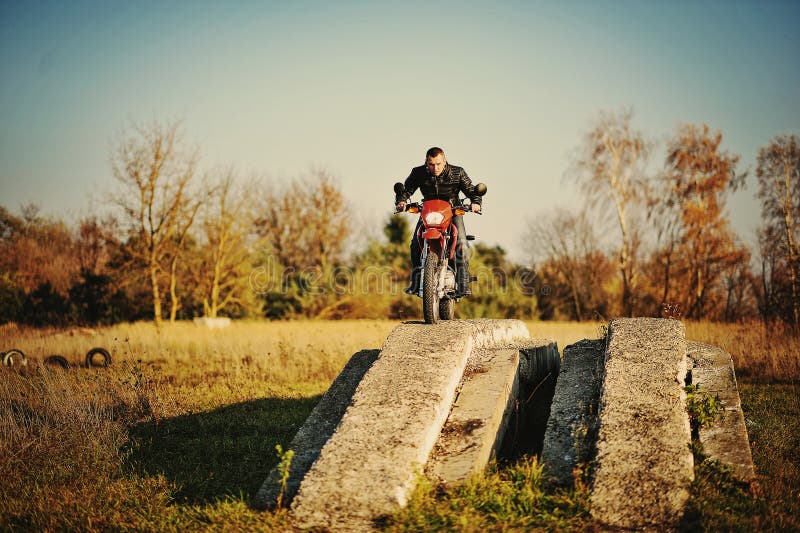 Enduro Racer Sitting on His Motorcycle Stock Photo - Image of freeride ...