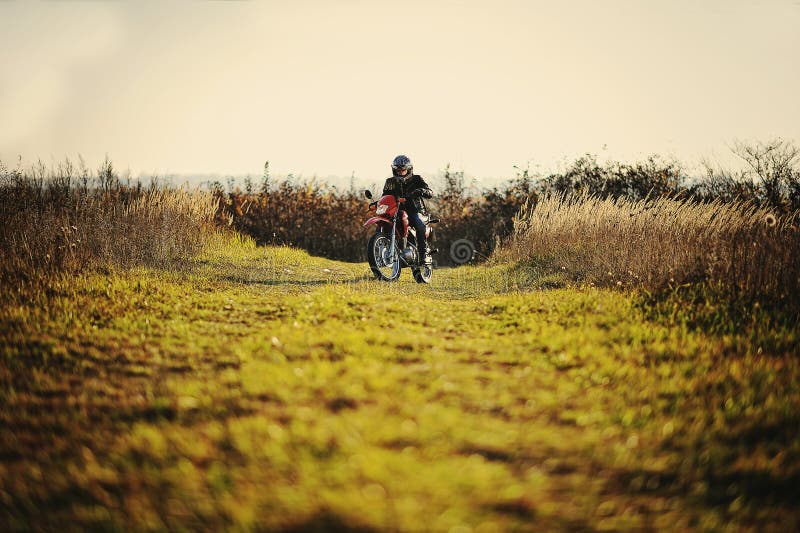 Enduro Racer Sitting on His Motorcycle Stock Image - Image of motocross ...