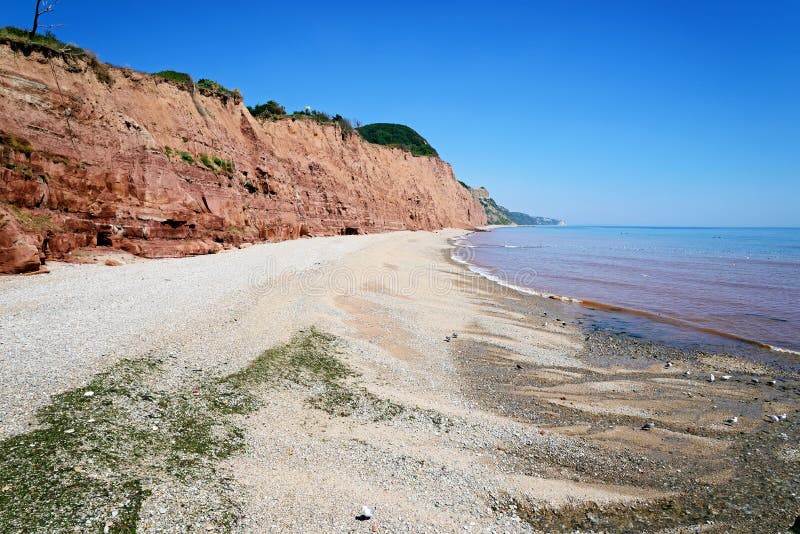 Pennington Point Beach and Coastline, Sidmouth, UK. Stock Image - Image ...