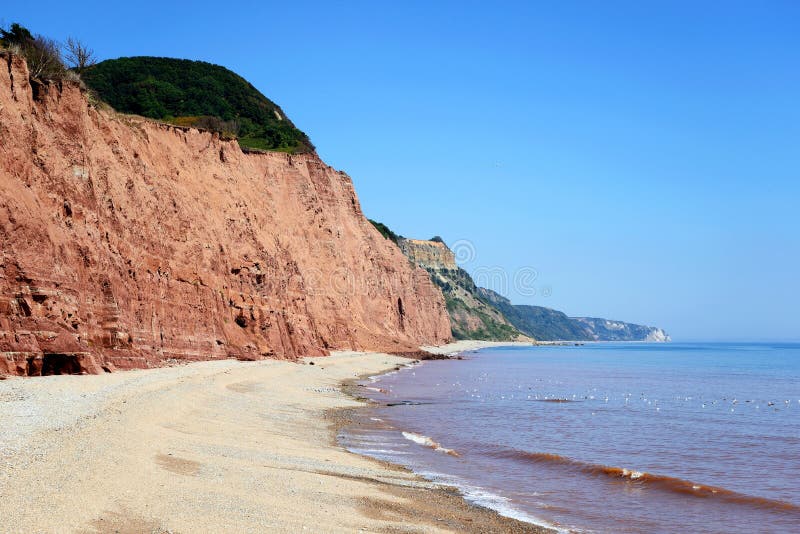 Pennington Point Beach and Cliffs, Sidmouth, UK. Stock Photo - Image of ...