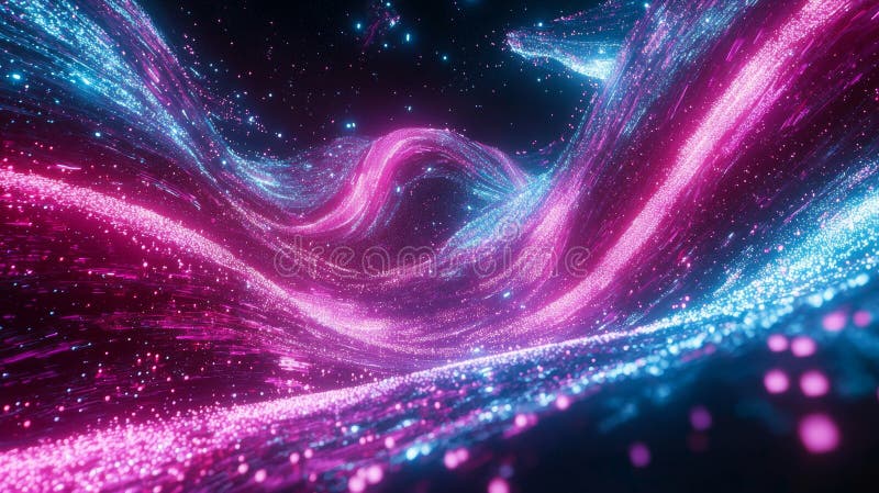 An Energetic Abstract Background with Neon Particles Shaping Elaborate ...