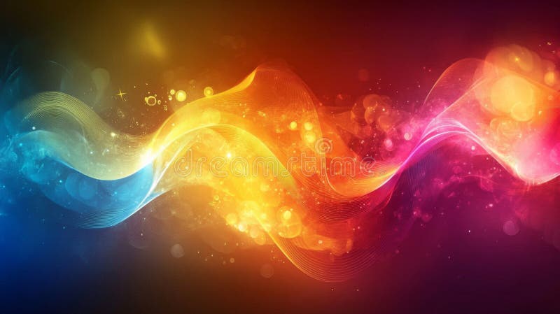 Energetic Abstract Wave Design with Vibrant Orange and Blue Light ...