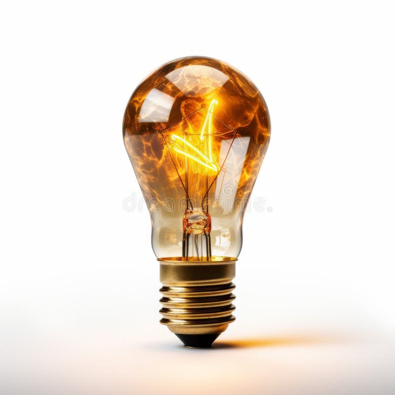 Energetic Amber Light Bulb with Flame Design - Glassy Translucence ...