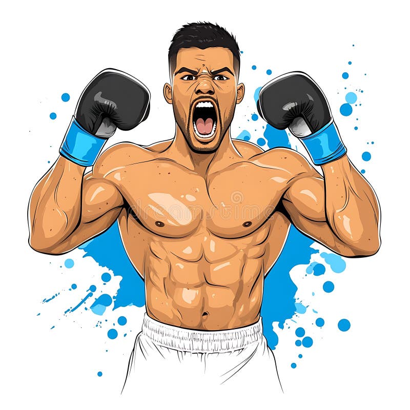 Energetic Boxer in Dynamic Art Design Stock Illustration - Illustration ...