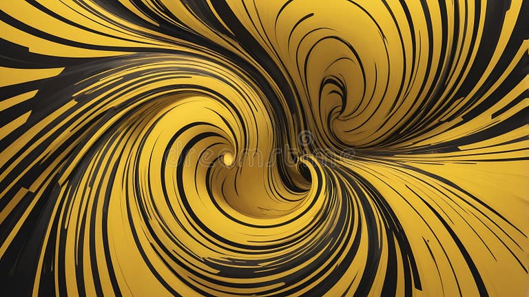 Energetic Brush Swirl in Yellow and Black Creating Sharp Abstract ...