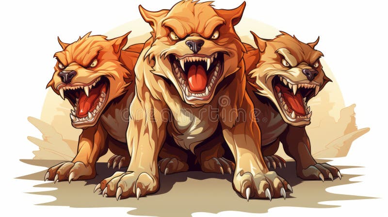 Energetic and Chaotic Style: Three Wolves with Teeth Open Stock ...