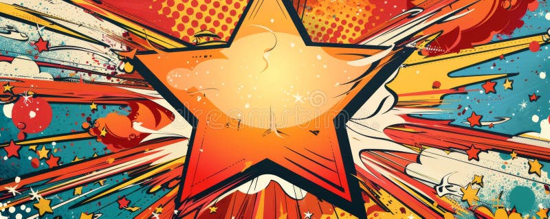 Dynamic Comic Book Style Background with Exploding Star and Vibrant ...