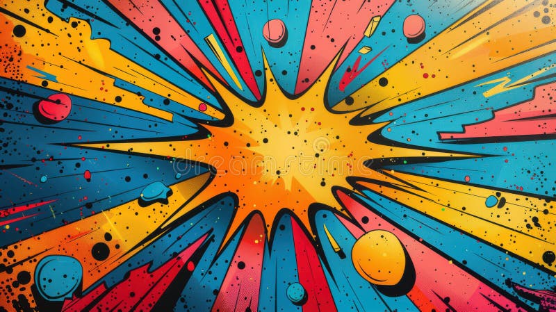 Energetic Comic Book-Style Explosion with Multicolored Rays and ...