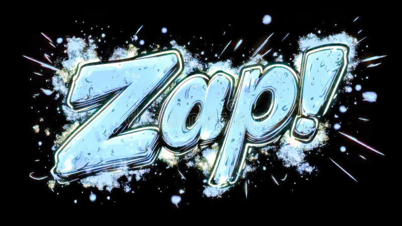 Energetic Comic Style Zap Text with Electric Spark Effects on Black ...