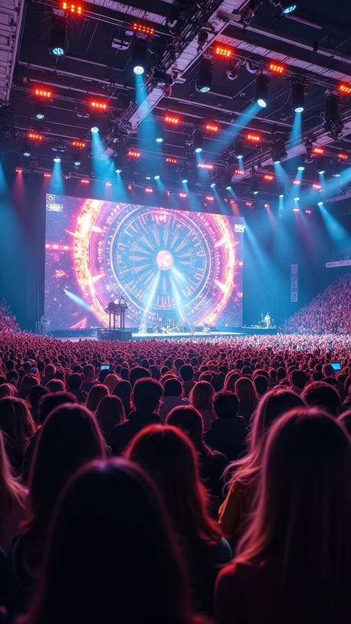 Energetic Concert Crowd Watching a Vibrant Live Performance with ...