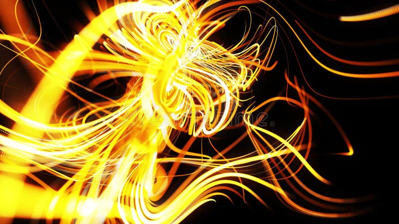 Energetic 3D Animation of Yellow Particles Forming Complex Swirling ...