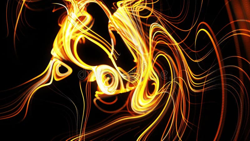 Energetic 3D Animation of Yellow Particles Forming Complex Swirling ...