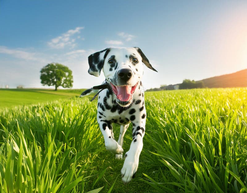 Energetic Dalmatian Dog Running Freely Outdoors: Capturing Joy in ...
