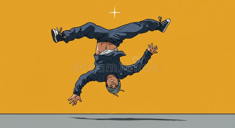 An Energetic Dancer Performs an Acrobatic Handstand, Defying Gravity ...