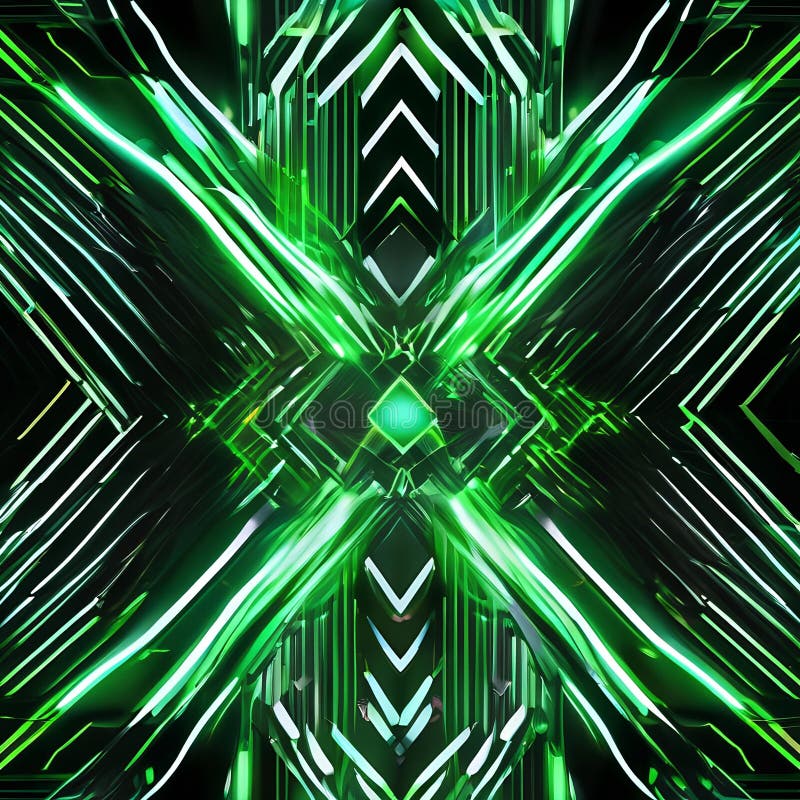 Energetic Digital Art Piece with Abstract Green Neon Lines Creating a Visually Striking ...