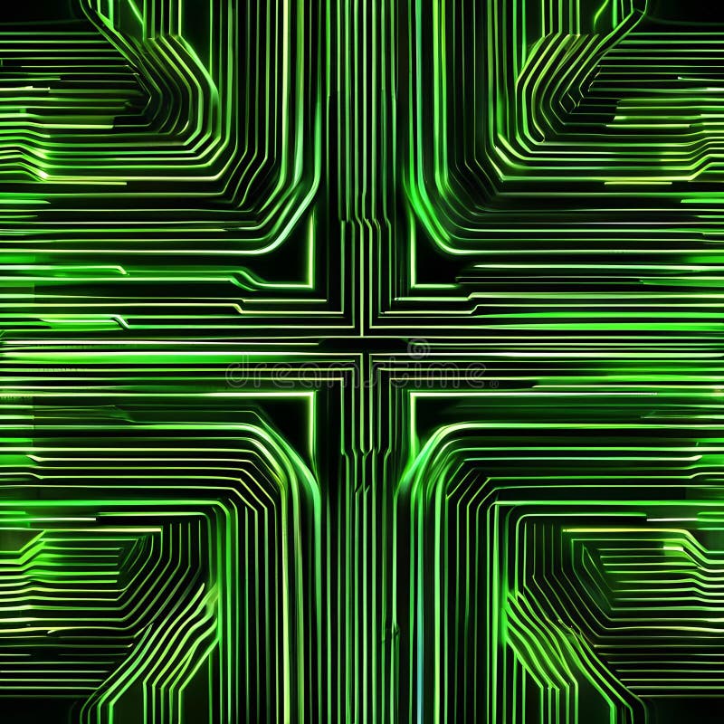 Energetic Digital Art Piece with Abstract Green Neon Lines Creating a Visually Striking ...