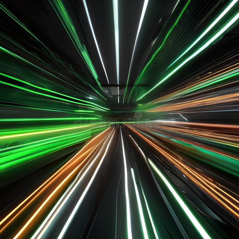Energetic Digital Art Piece with Abstract Green Neon Lines Creating a Visually Striking ...