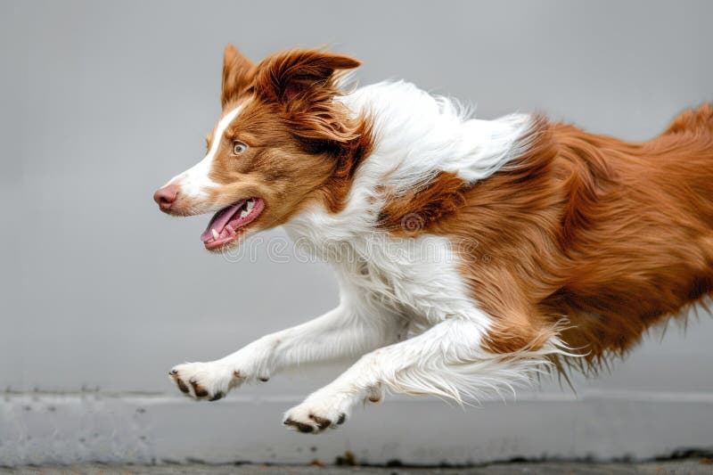 Energetic Dog Captured Mid-air Jump. Ideal for Pet-related Projects ...