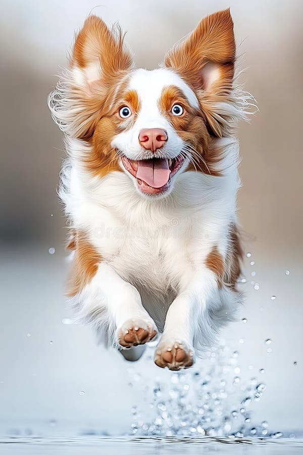 Energetic Dog Leaping in Joy with Splashing Water Stock Illustration ...