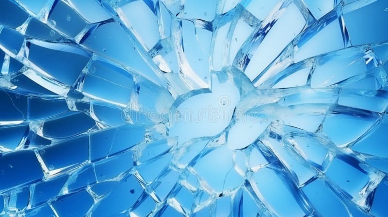 Blue Glass Fragments Explosion - AI Generative Design Stock ...