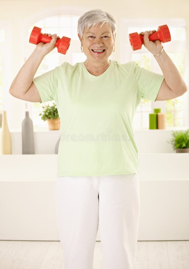 Energetic Old Woman Smiling after Workout Stock Photo - Image of ...