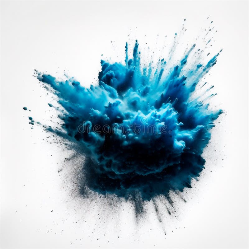 Blue Dust Explosion on White Background Stock Image - Image of movement ...