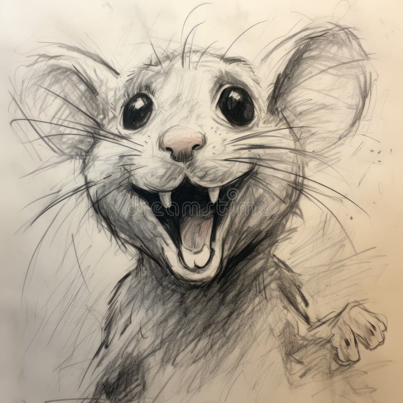 Energetic Expressionism: Smiling Rat Portrait in Dramatic Brushwork ...