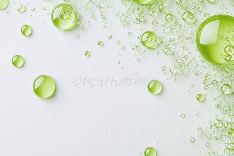 Energetic Green Liquid Beads and Bubbles Set on a White Background ...
