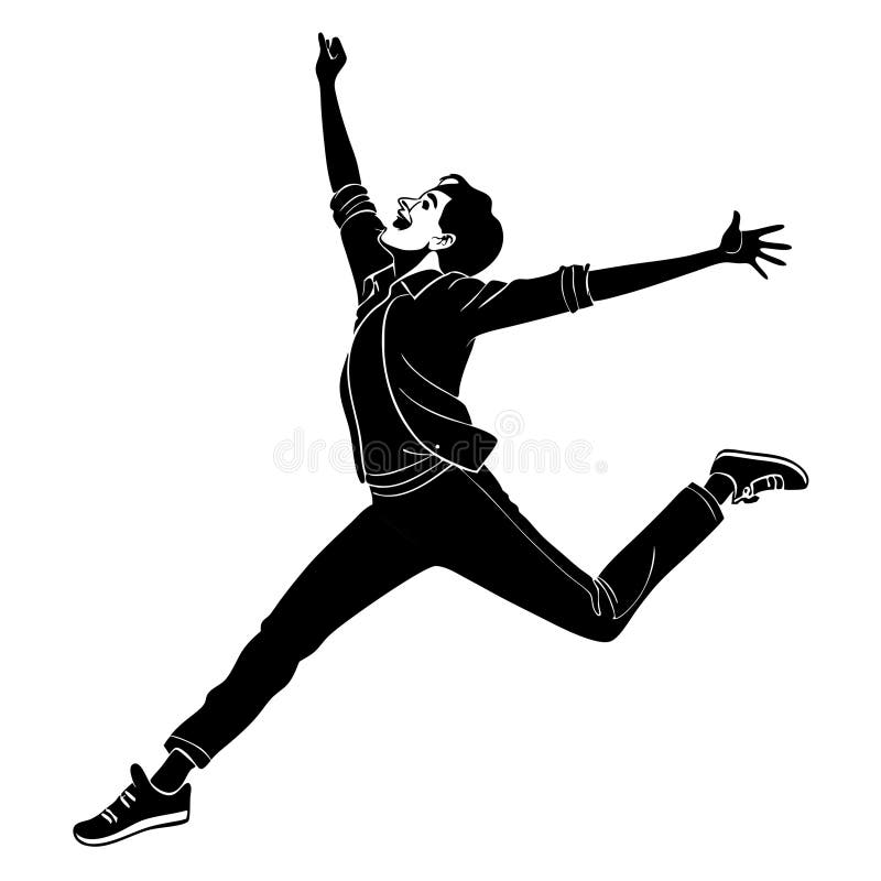 Energetic Human Figure in Midair Pose Celebrating Joy and Freedom for ...
