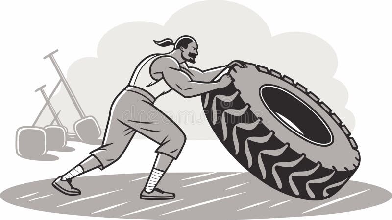 Tire Flip Workout, Functional Fitness, Vector Design Generative AI ...