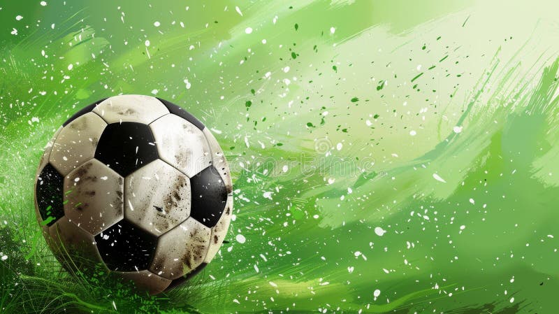 Energetic Image of a Soccer Ball with Splatter Effects Against a ...