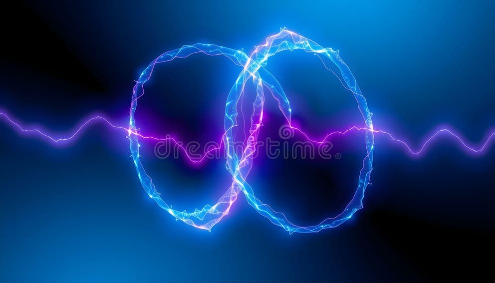 Energetic Infinity: Blue Rings and Electric Light Display Stock ...
