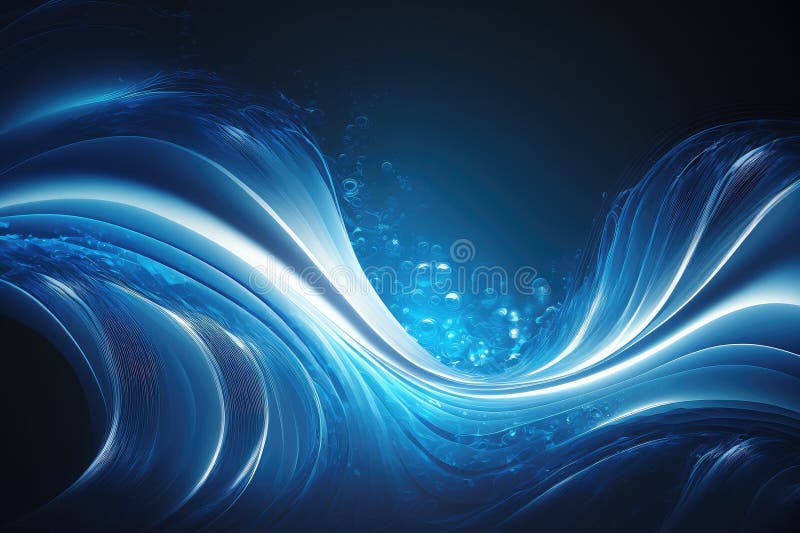 Energetic Light Waves, Visible and Invisible, Against Blue Abstract ...